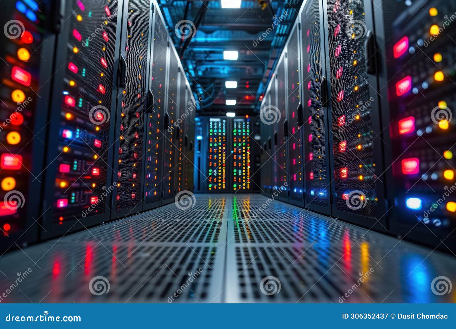 Server Racks in Server Room Data Center. Generative AI Stock Image ...
