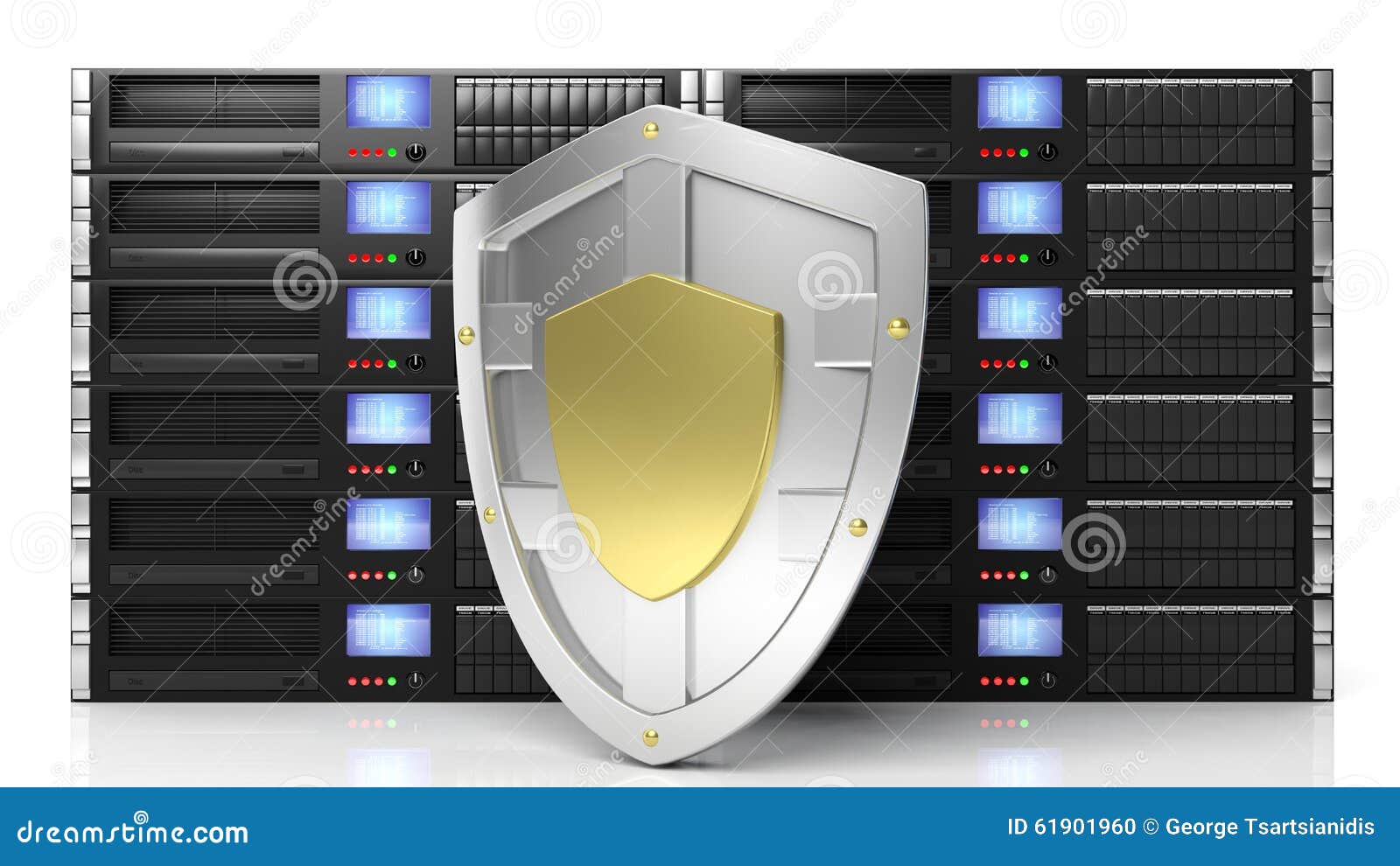 Server Racks with Silver Shield Stock Illustration - Illustration of ...