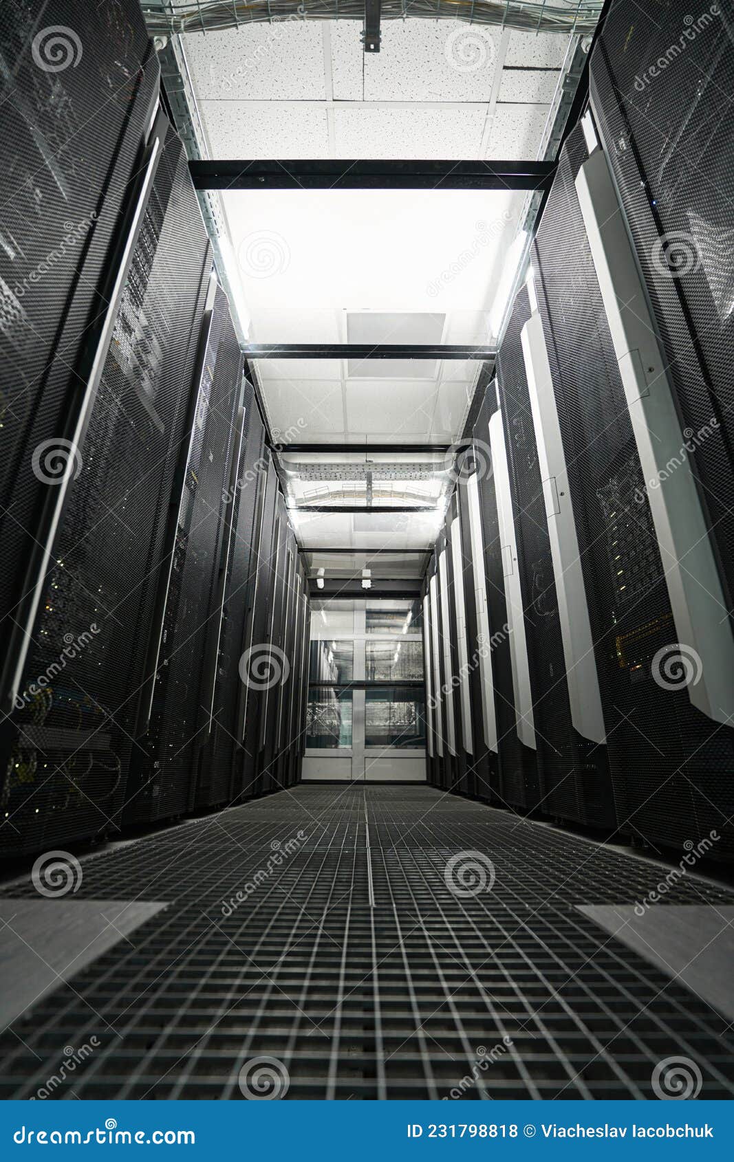 Server Racks Standing in Hallway of Data Center Stock Photo - Image of ...