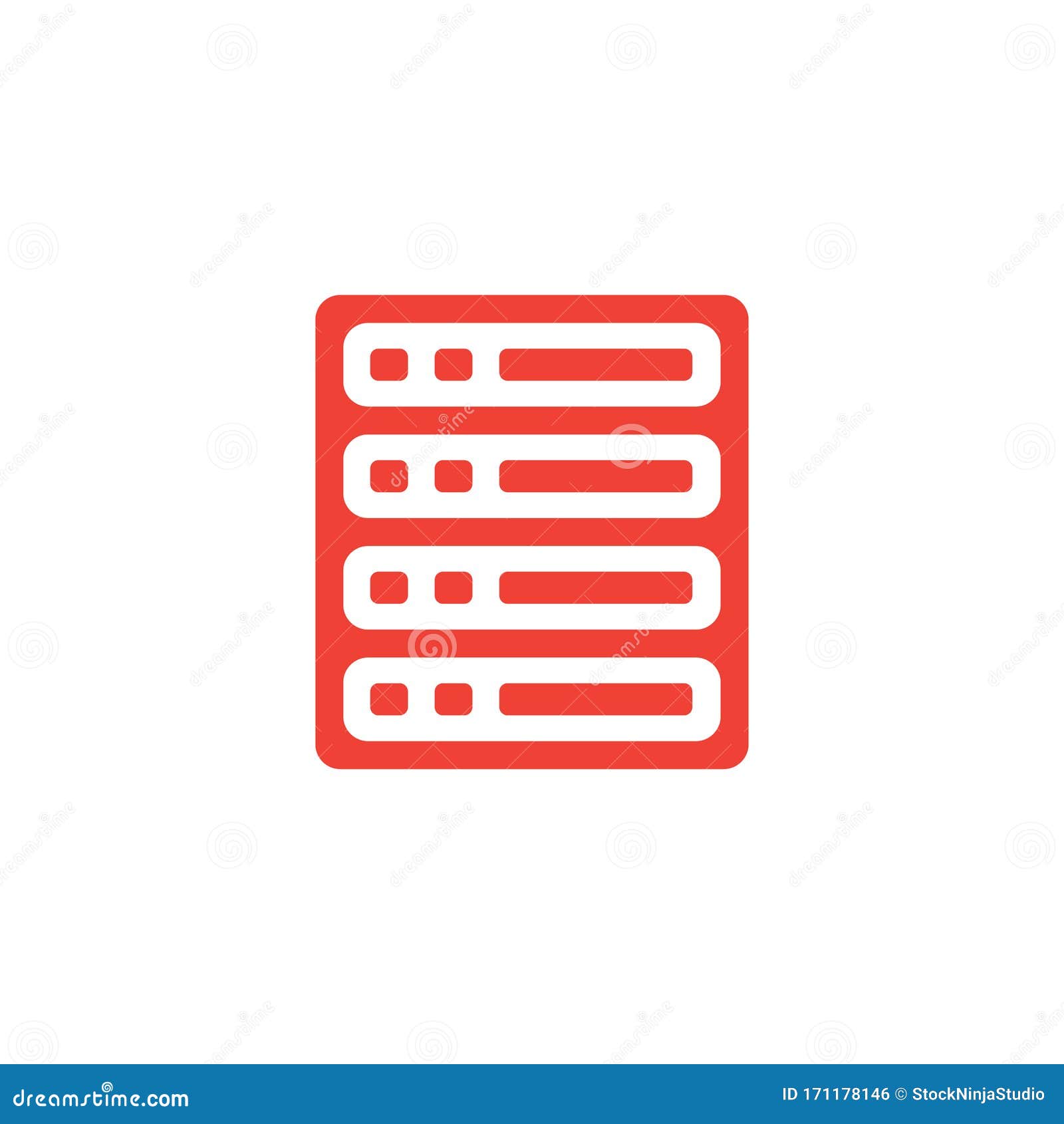 Server Red Icon on White Background. Red Flat Style Vector Illustration ...