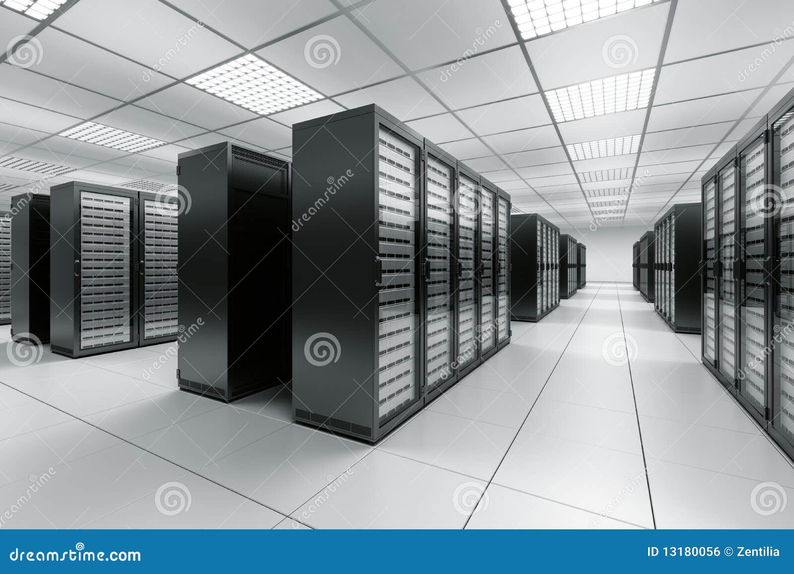 Server Room With Rows Of Sophisticated Machines And Intricate Cabling ...