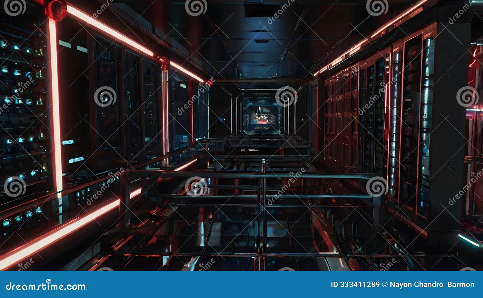 The Smart Server Room Integrating AI for Optimal Performance and Safety. Stock Illustration ...