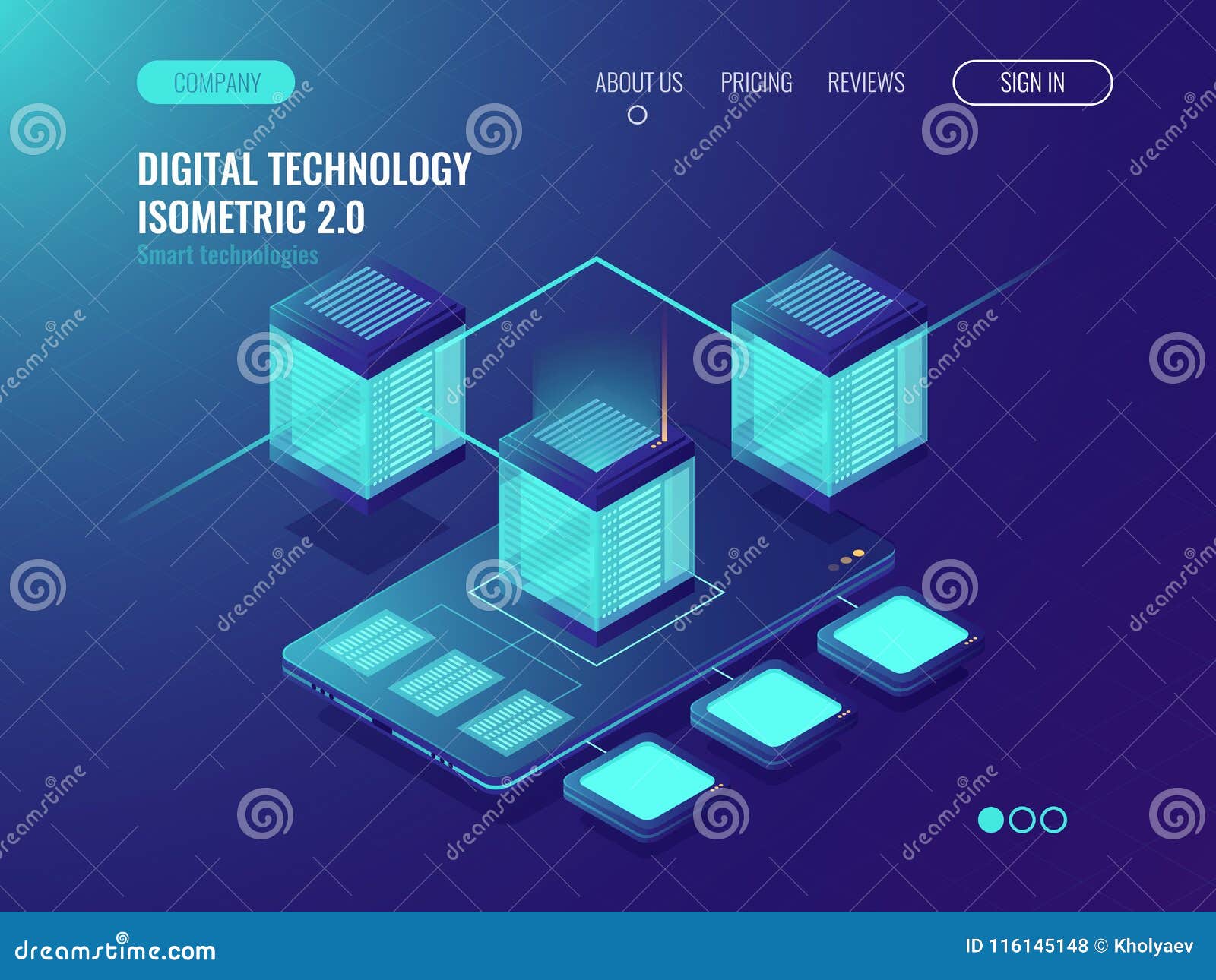 Server Room Banner, Datacenter Database Connception Concept, Smartphone ...