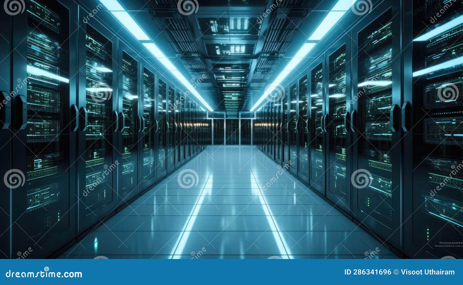 Server Room in Building at Contemporary Office Stock Illustration ...