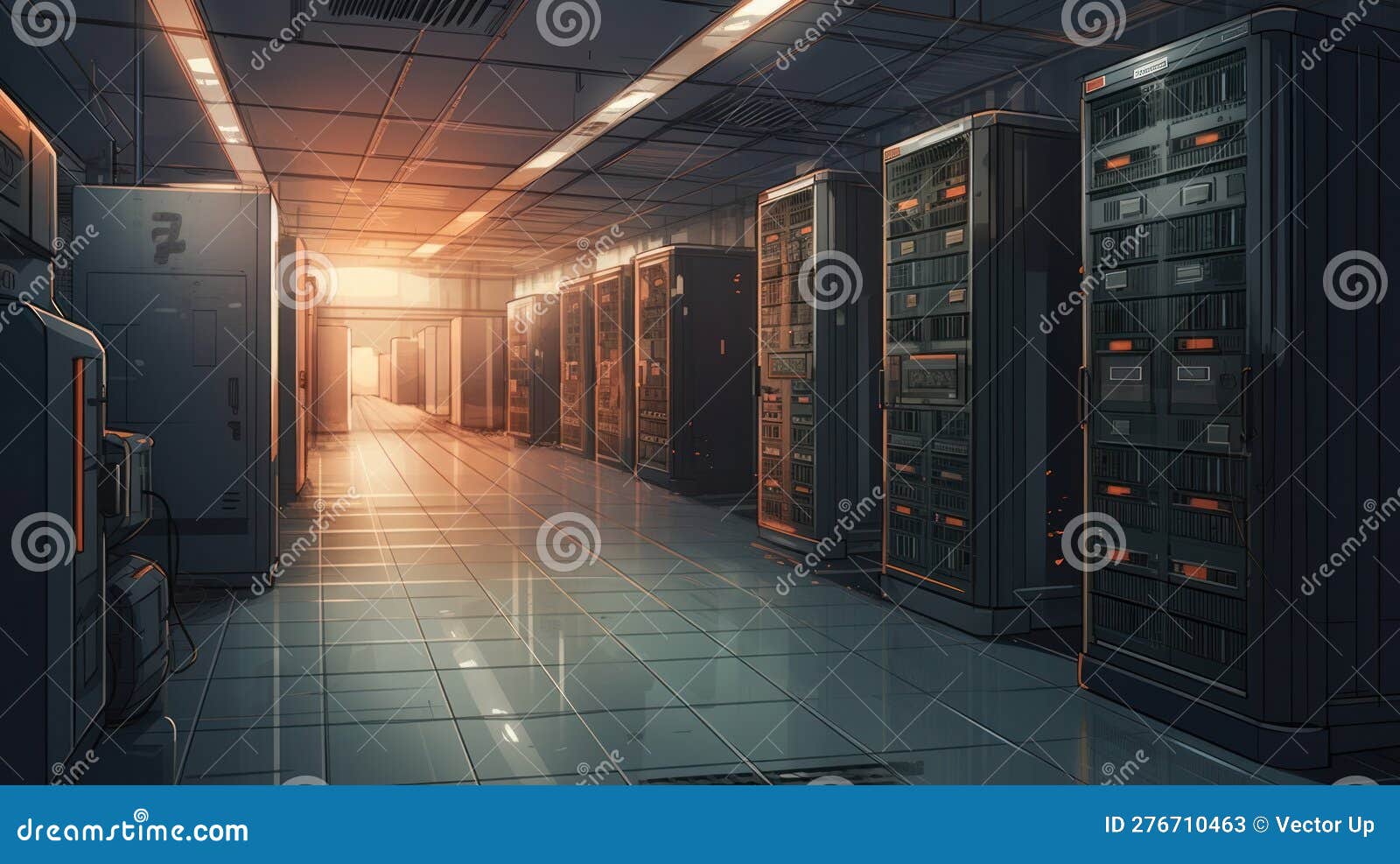 Server Room in Building. Generative AI Stock Illustration ...