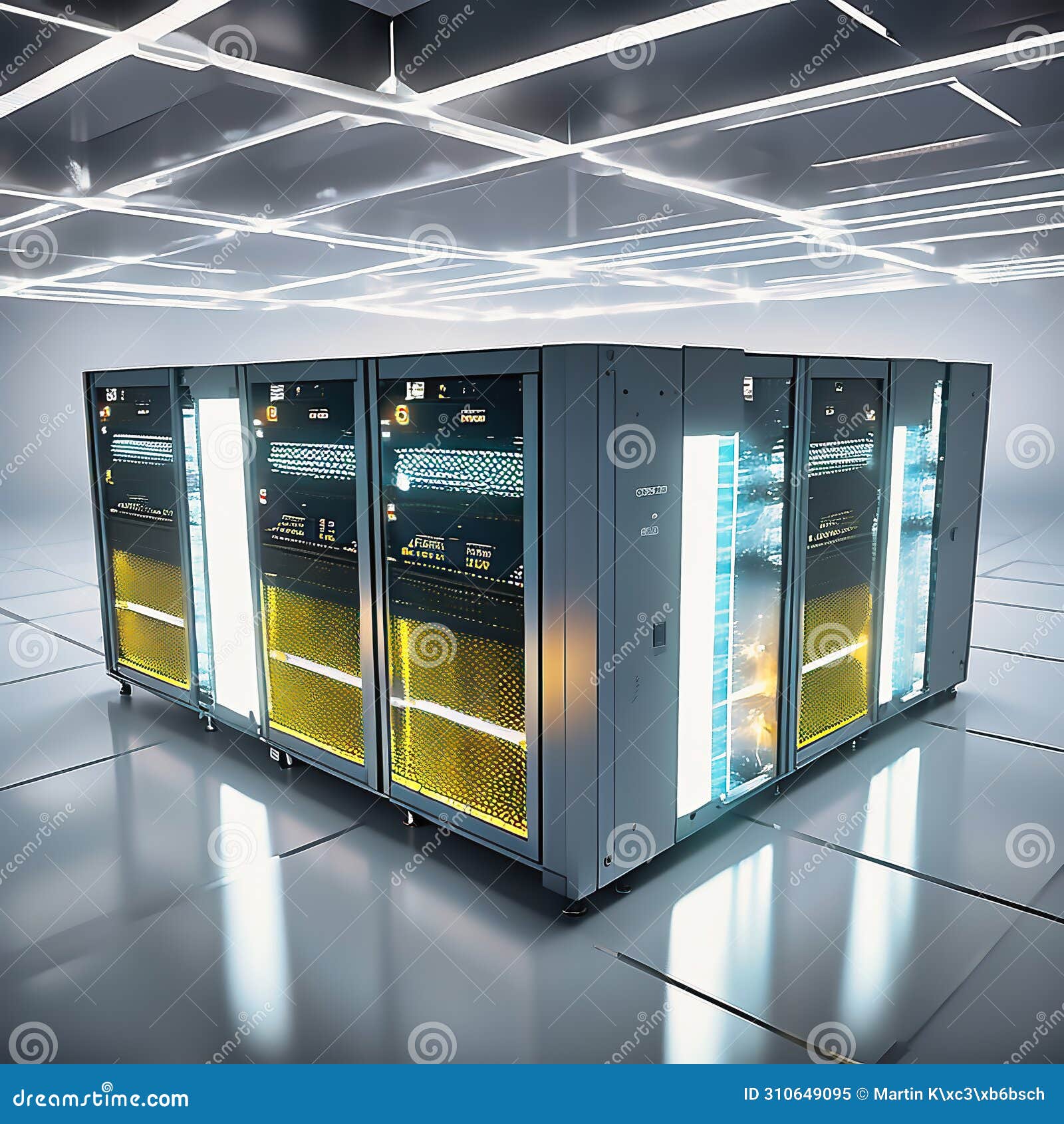 Server Room with Server Cabinets, Digitalis for Host PC. Management and Storage of Data Stock ...