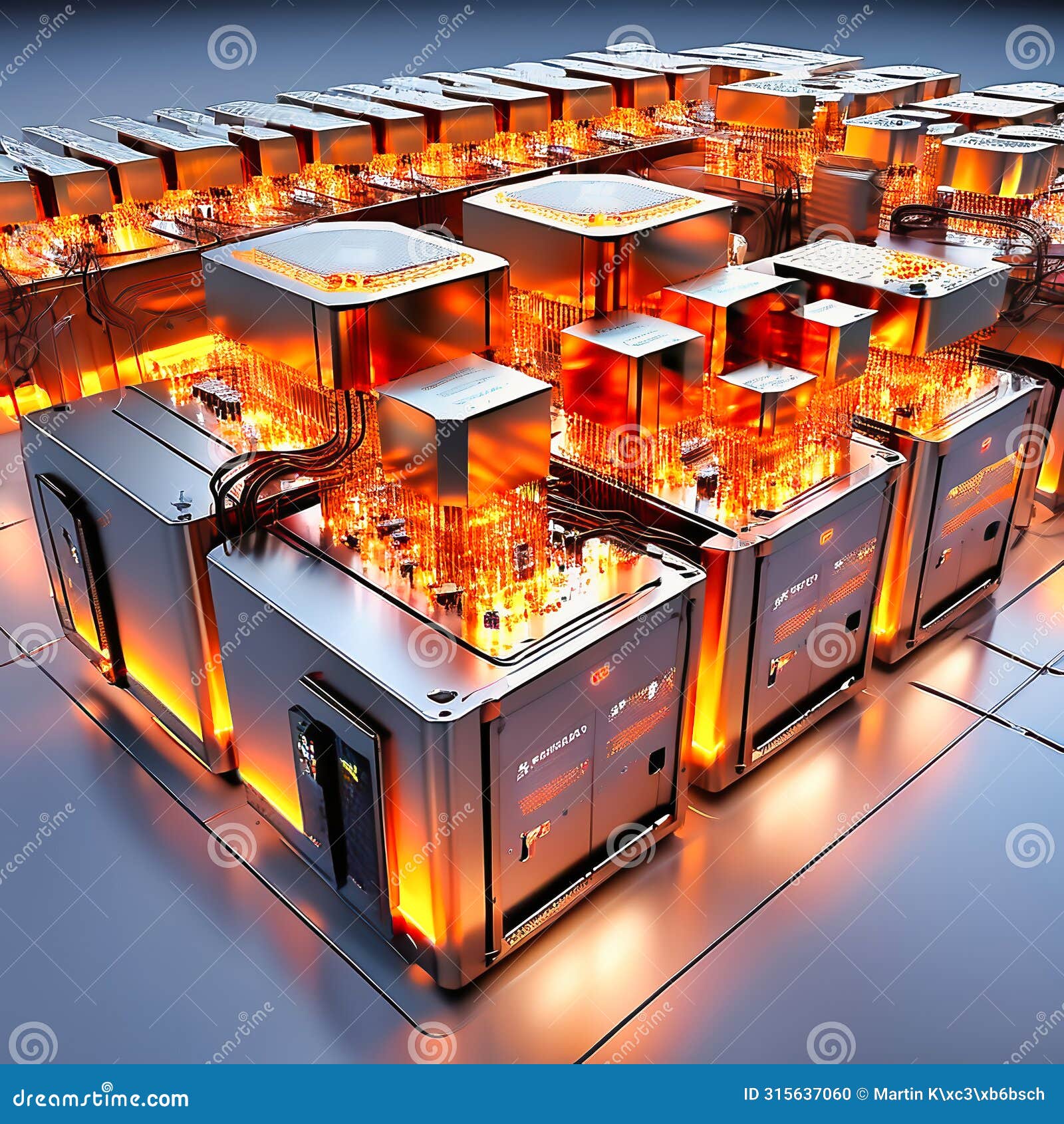 Server Room with Server Cabinets, Digitalis for Host PC. Management and ...