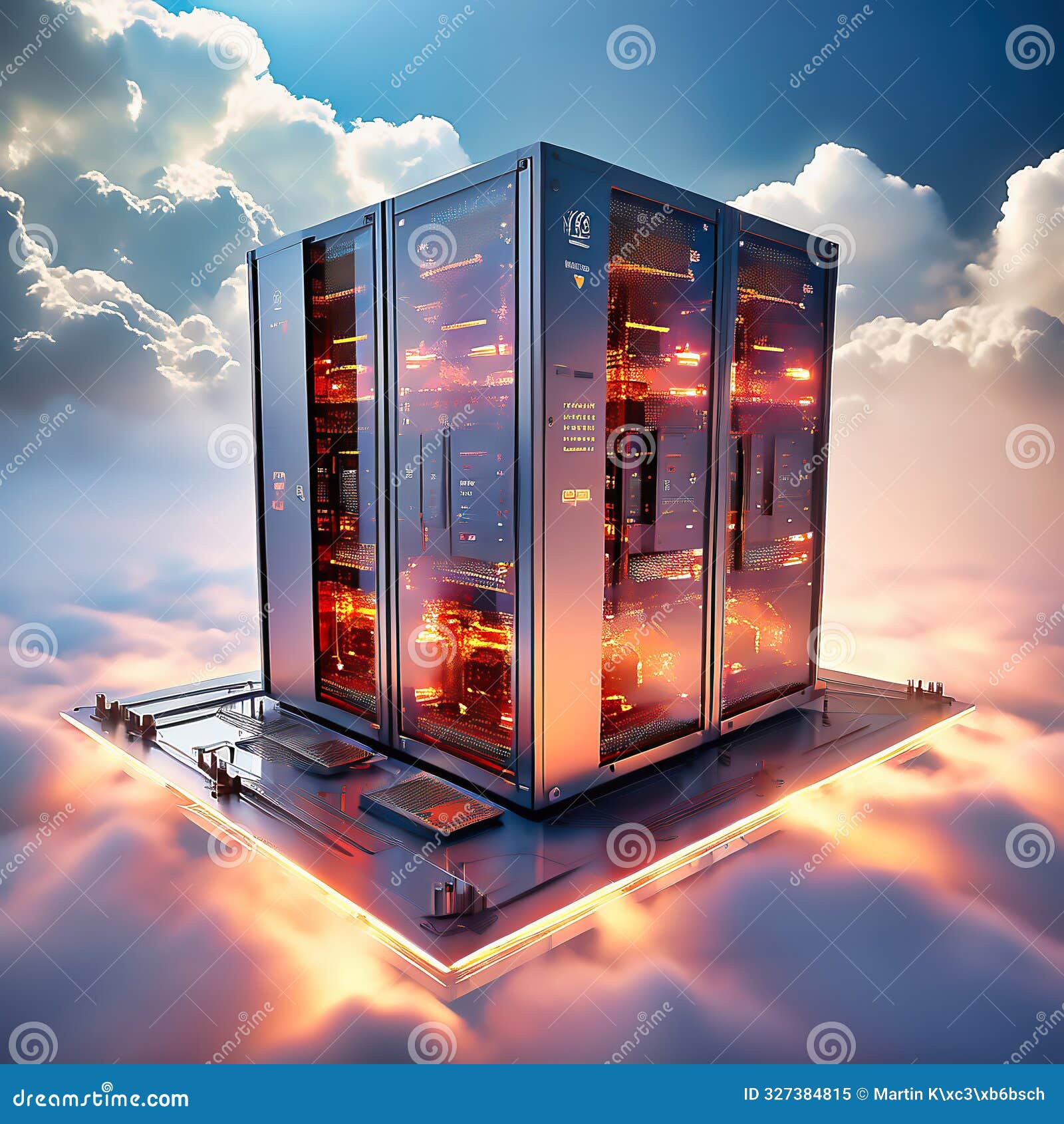 Server Room with Server Cabinets, Digitalis for Host PC. Management and ...