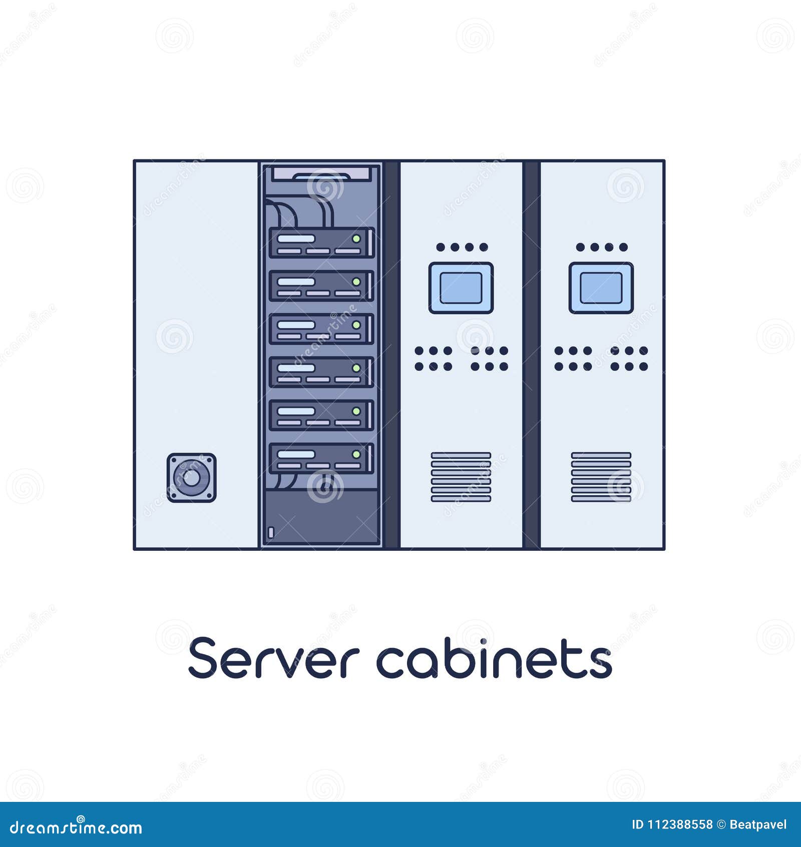 Server Room with Cabinets stock vector. Illustration of business ...