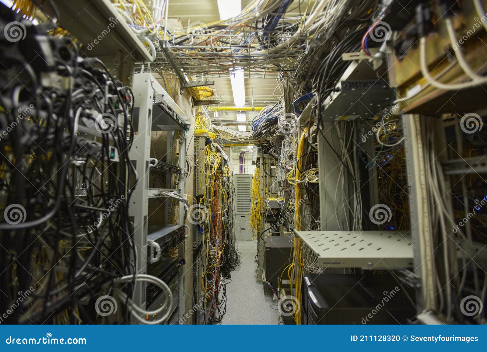 Server Room with Cables and Wires Stock Photo - Image of connectivity ...