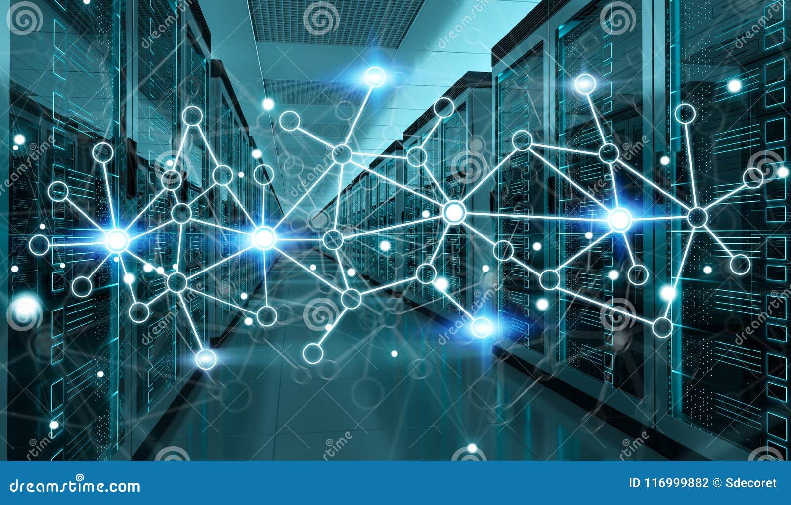 Server Room Center Exchanging Cyber Datas 3D Rendering Stock ...