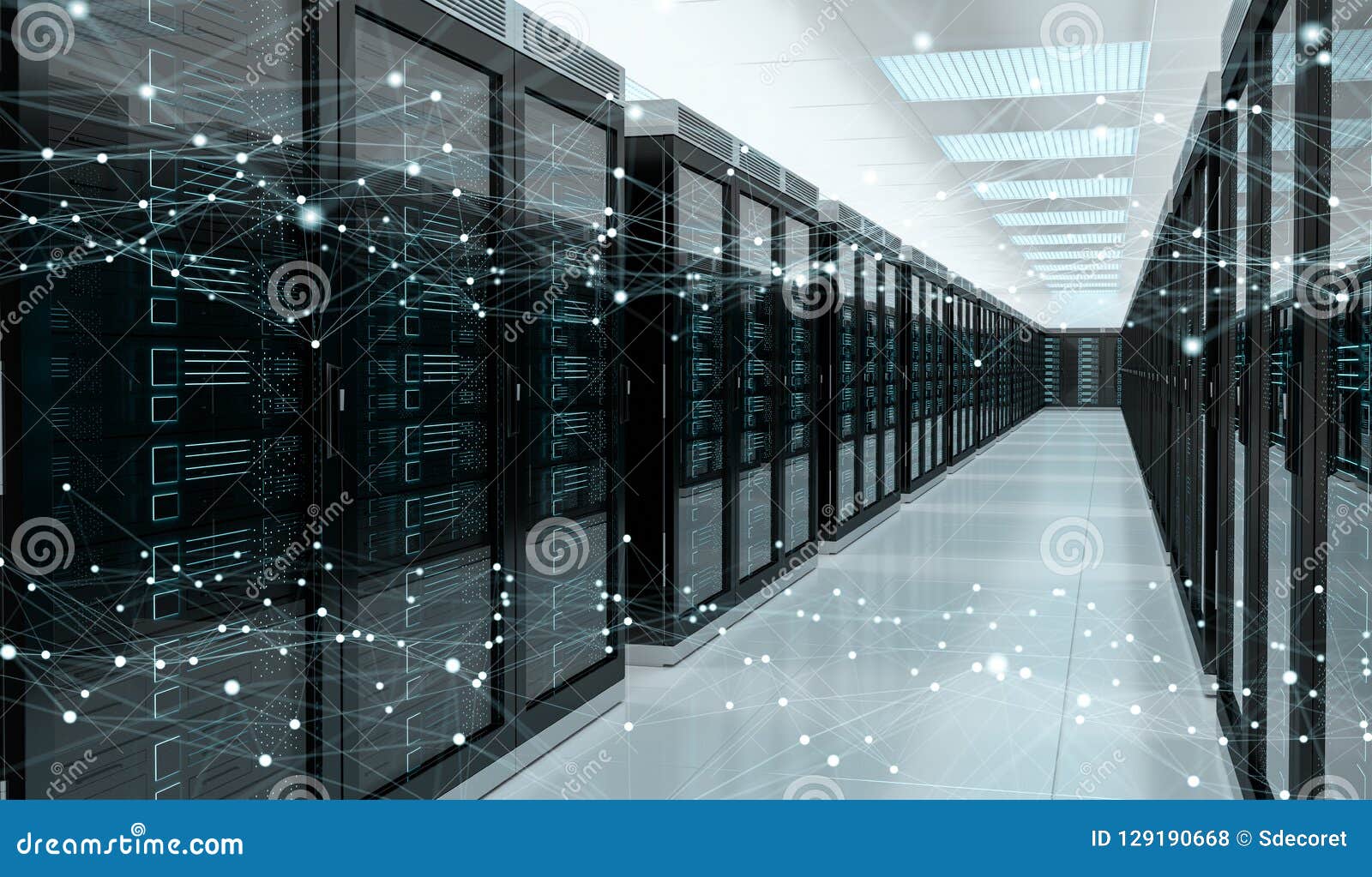 Server Room Center Exchanging Cyber Datas 3D Rendering Stock ...