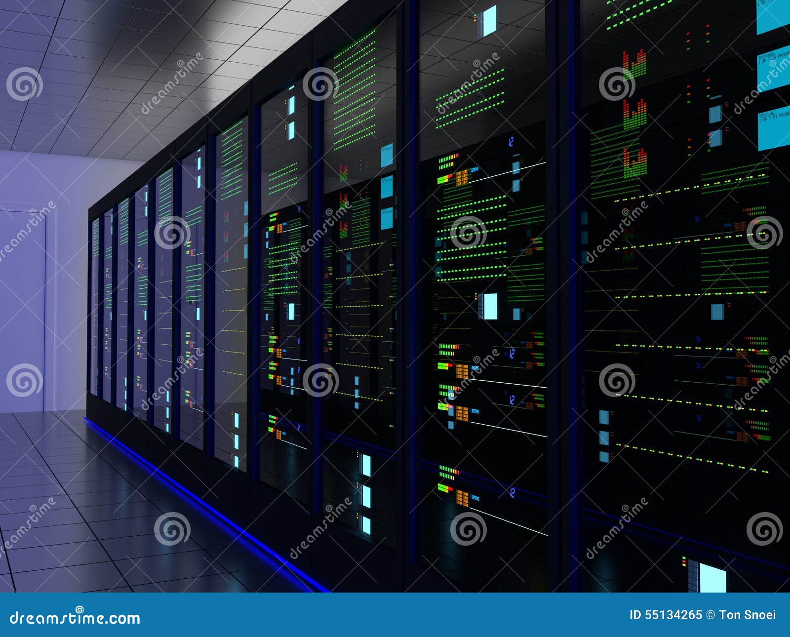Server Room (co-location) stock illustration. Illustration of power ...