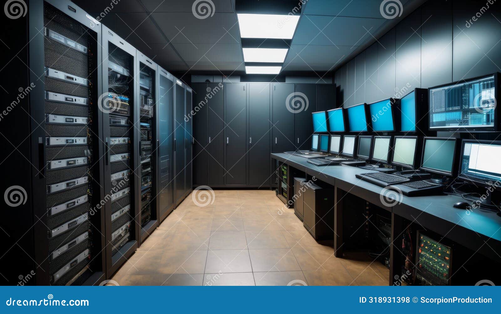 Server Room with Computer Racks Stock Photo - Image of hightech ...