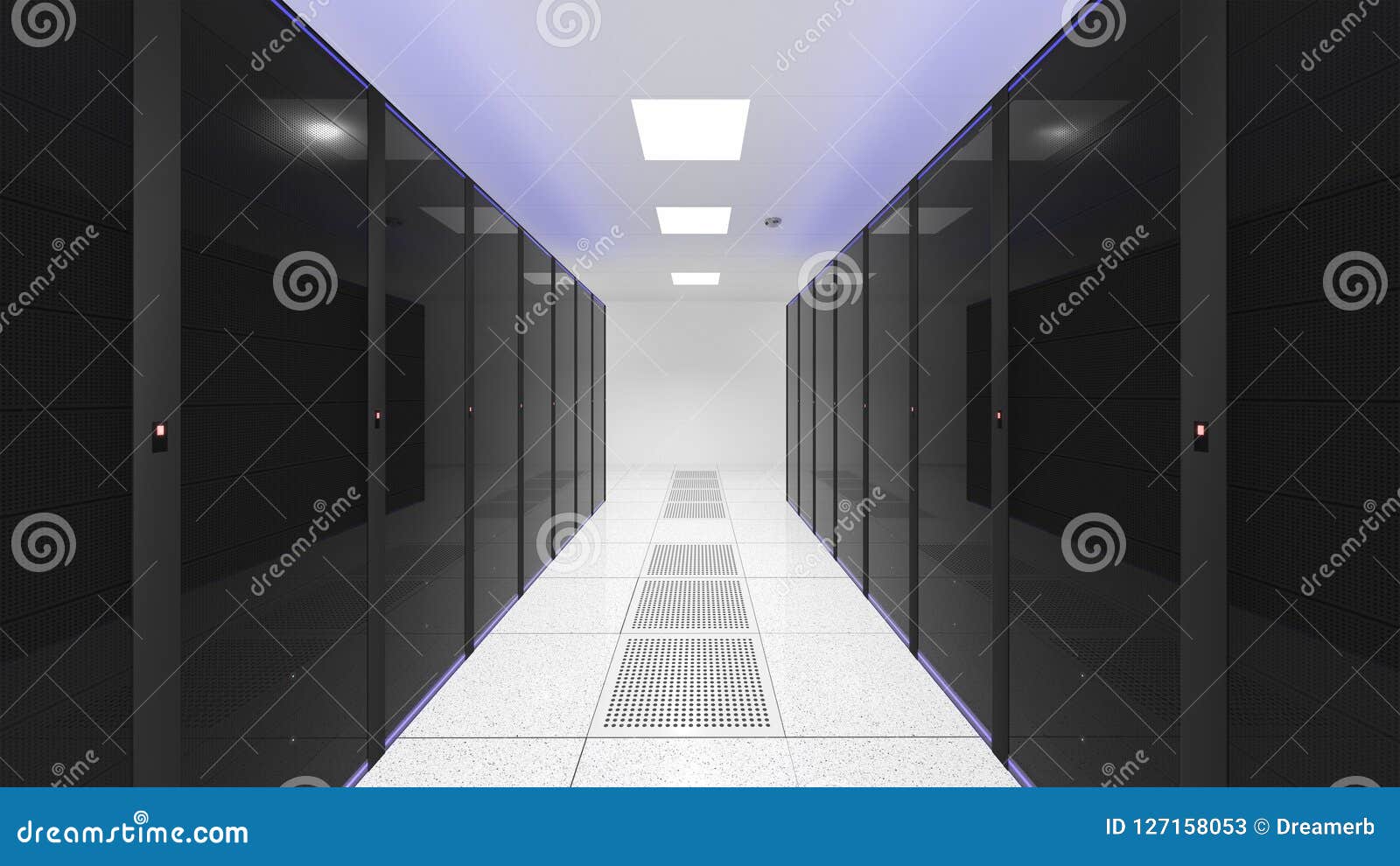 Server Room. the Computers in a Server Room. Black and White Color ...