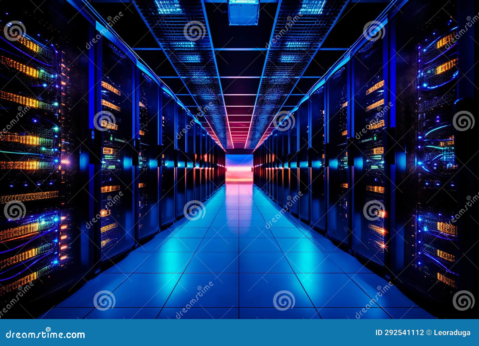 Server Room Or Server Computers Generative Ai Stock Illustration