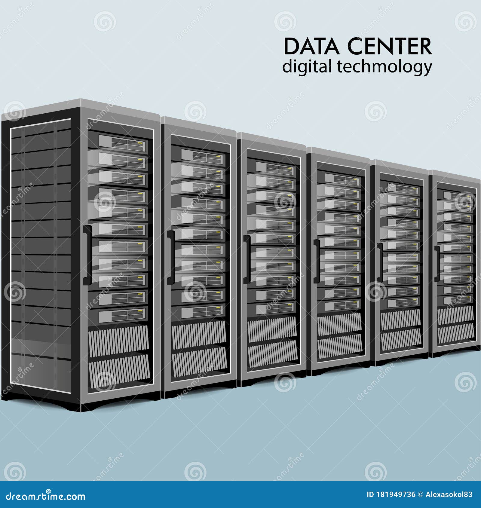 Server Room Concept, Data Bank Center, Web Hosting Flat Vector ...