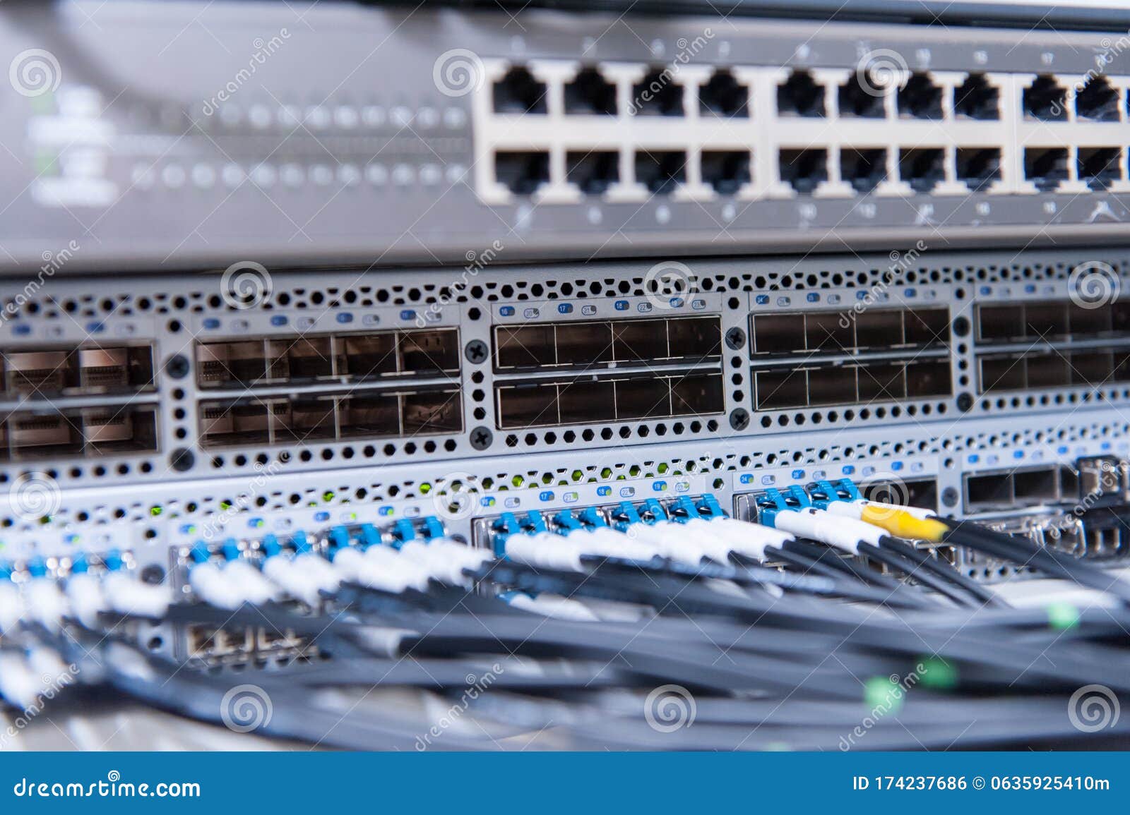 Server Room with Connected Cables Stock Photo - Image of information ...