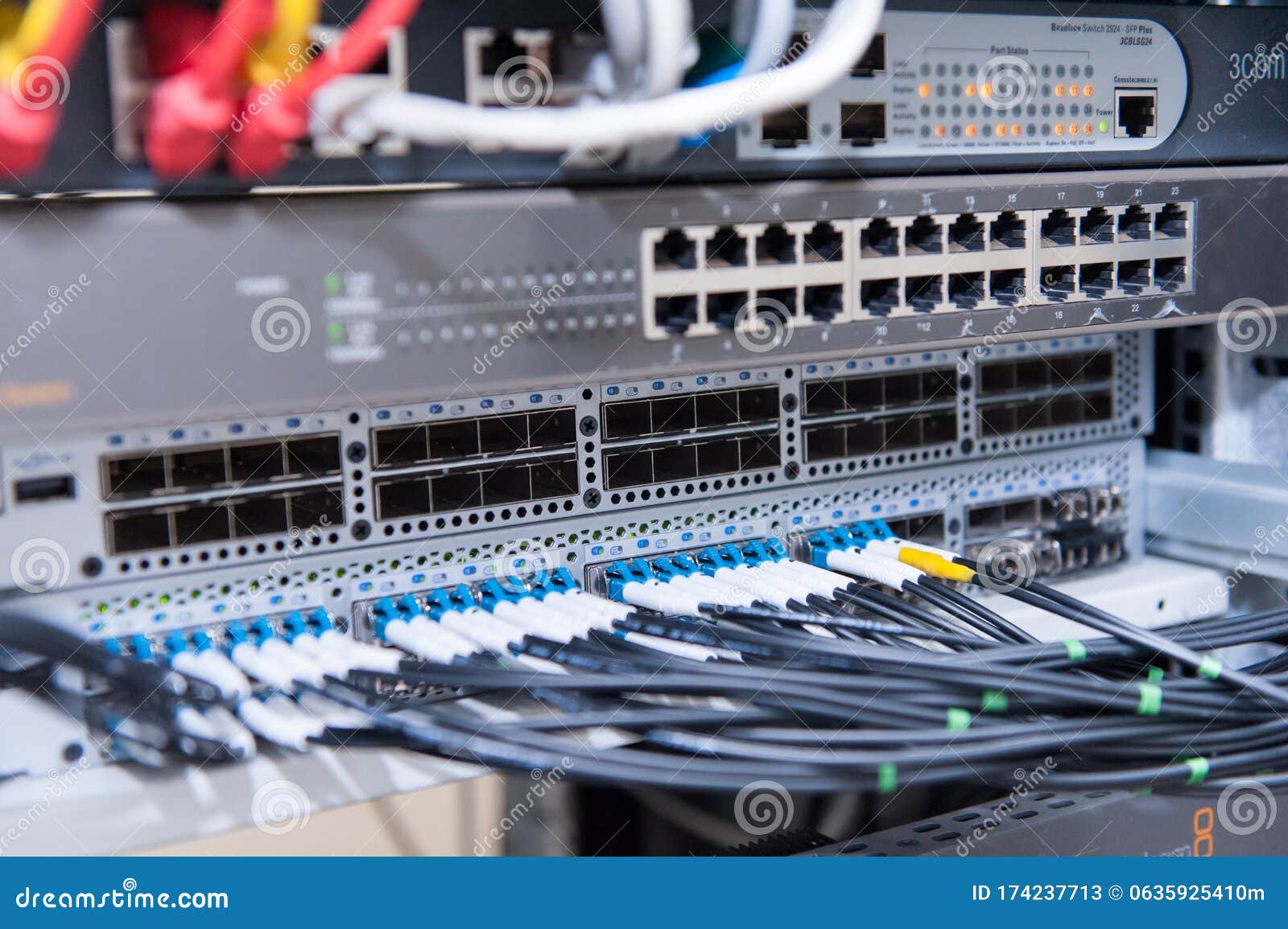 Server Room with Connected Cables Stock Image - Image of modern ...