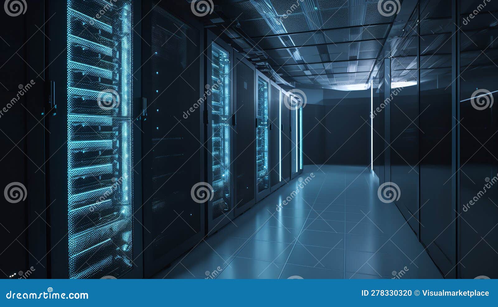 Server Room Cooled by AI Controlled System Stock Illustration ...