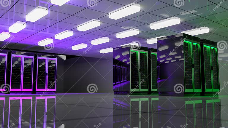 Server Room. Server Data Center. Backup, Mining, Hosting, Mainframe, Farm and Computer Rack with ...