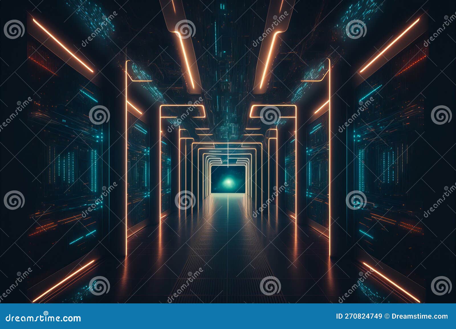 Server Room Data Center with Cinematic Lighting. Generative Ai Stock ...