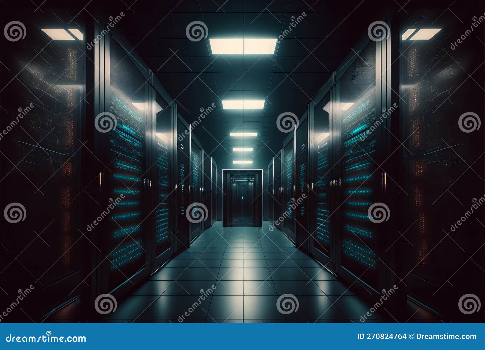 Server Room Data Center with Cinematic Lighting. Generative Ai Stock ...