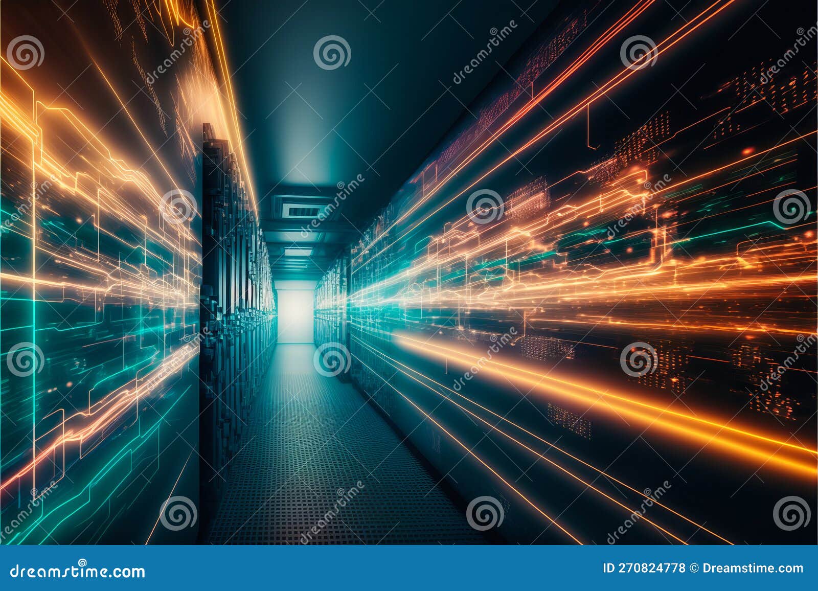 Server Room Data Center with Cinematic Lighting. Generative Ai Stock ...