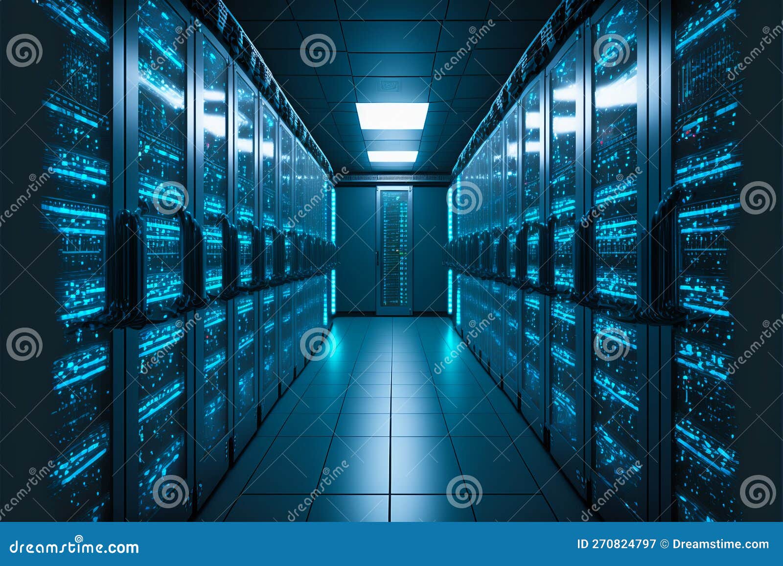 Server Room Data Center with Cinematic Lighting. Generative Ai Stock ...