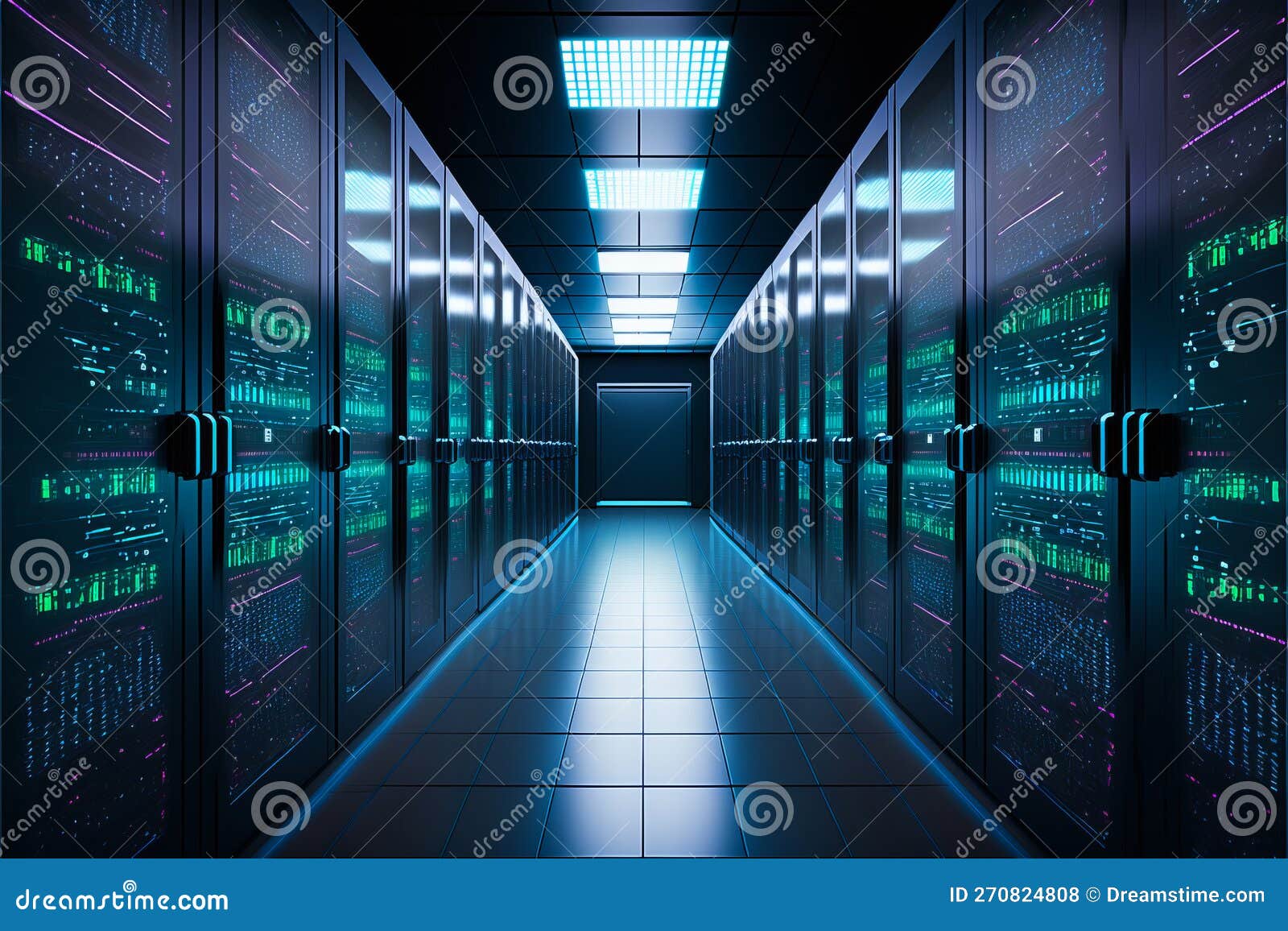 Server Room Data Center with Cinematic Lighting. Generative Ai Stock ...