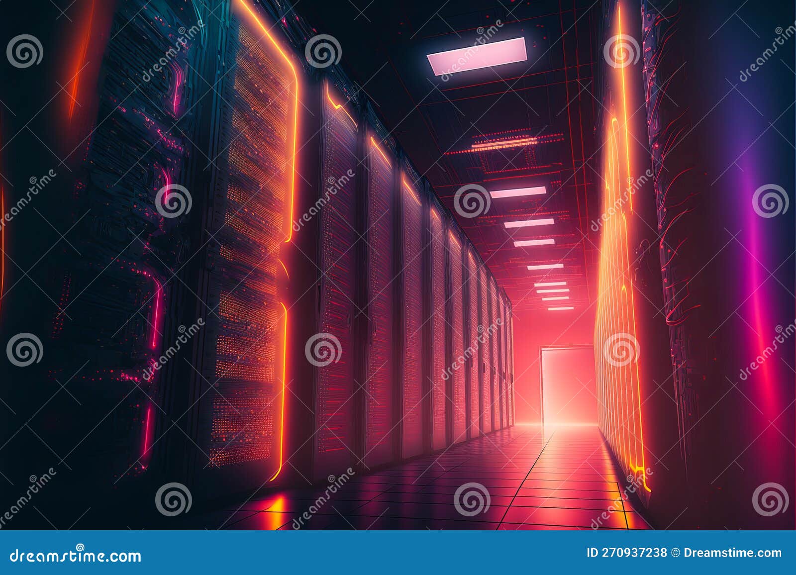 Server Room Data Center with Cinematic Lighting. Generative Ai Stock ...