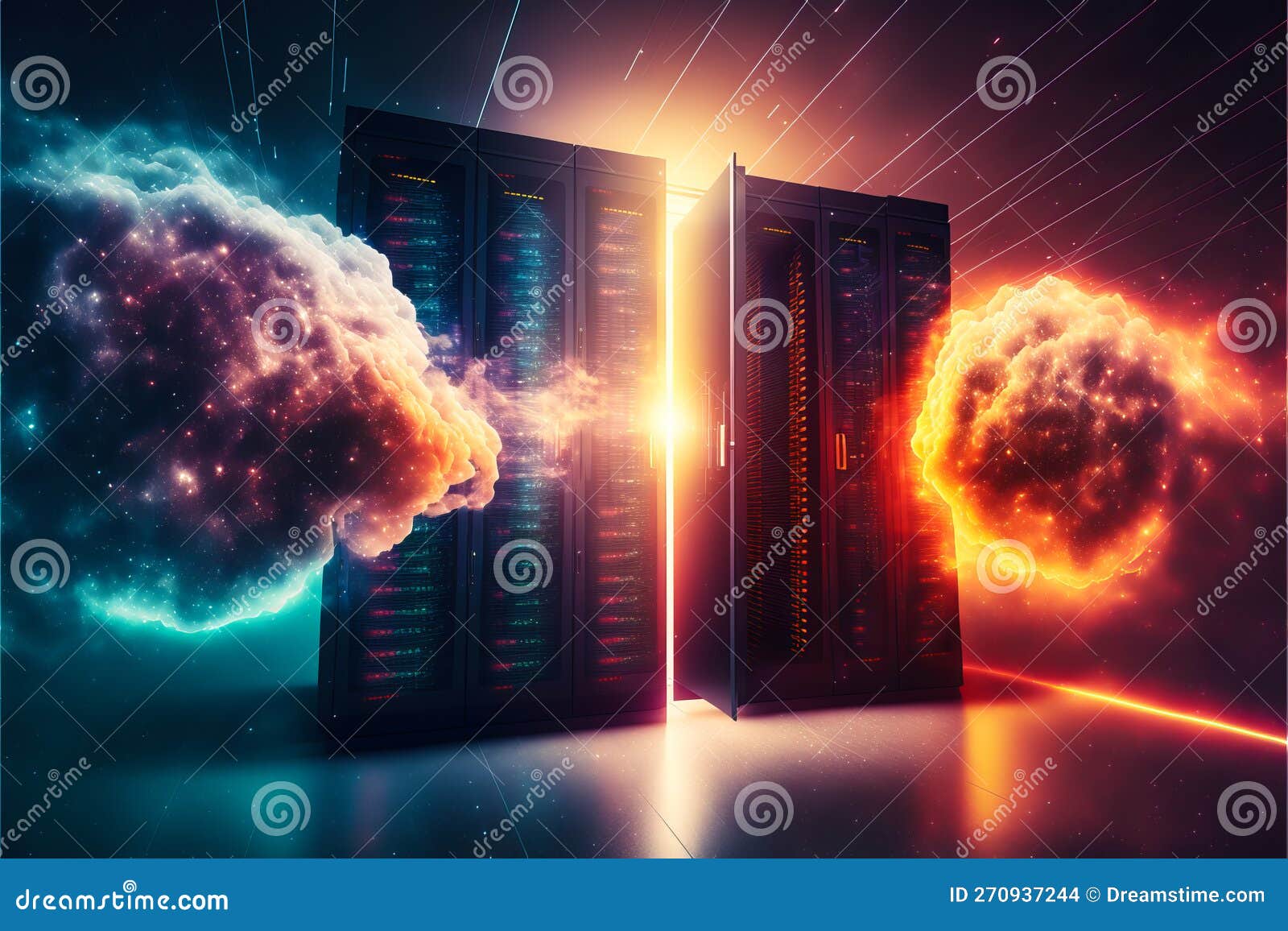 Server Room Data Center with Cinematic Lighting. Generative Ai Stock ...