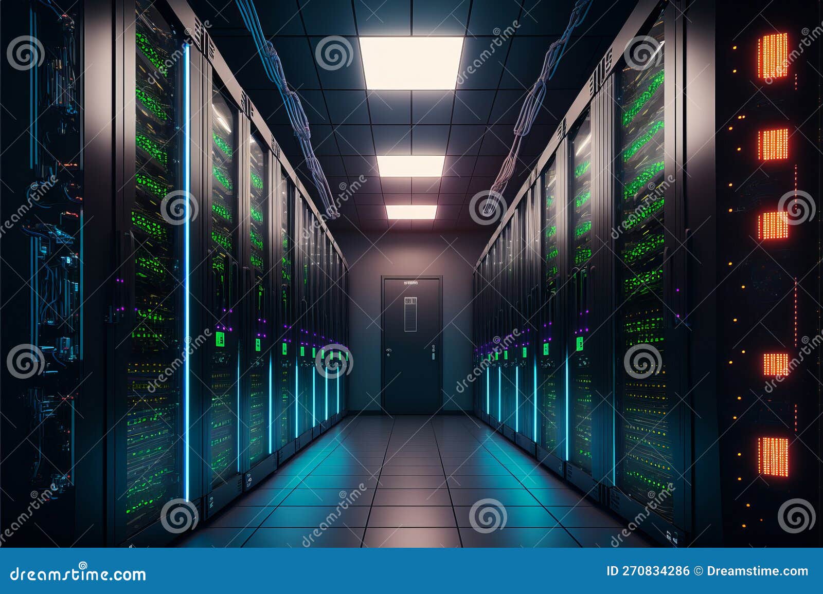 Server Room Data Center with Cinematic Lighting. Generative Ai Stock ...