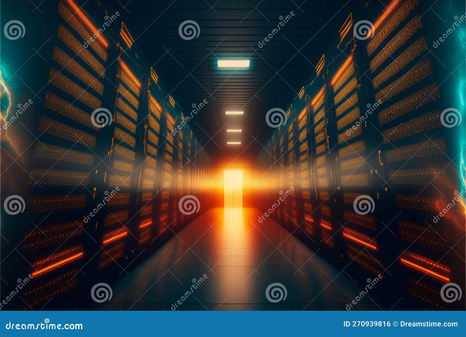 Server Room Data Center with Cinematic Lighting. Generative Ai Stock ...