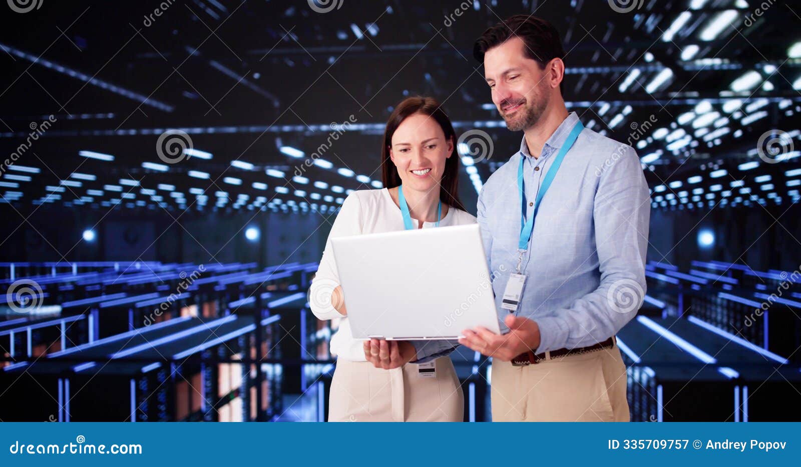 Server Room in Data Center. Cloud Computer Engineers Stock Image - Image of data, graphics ...