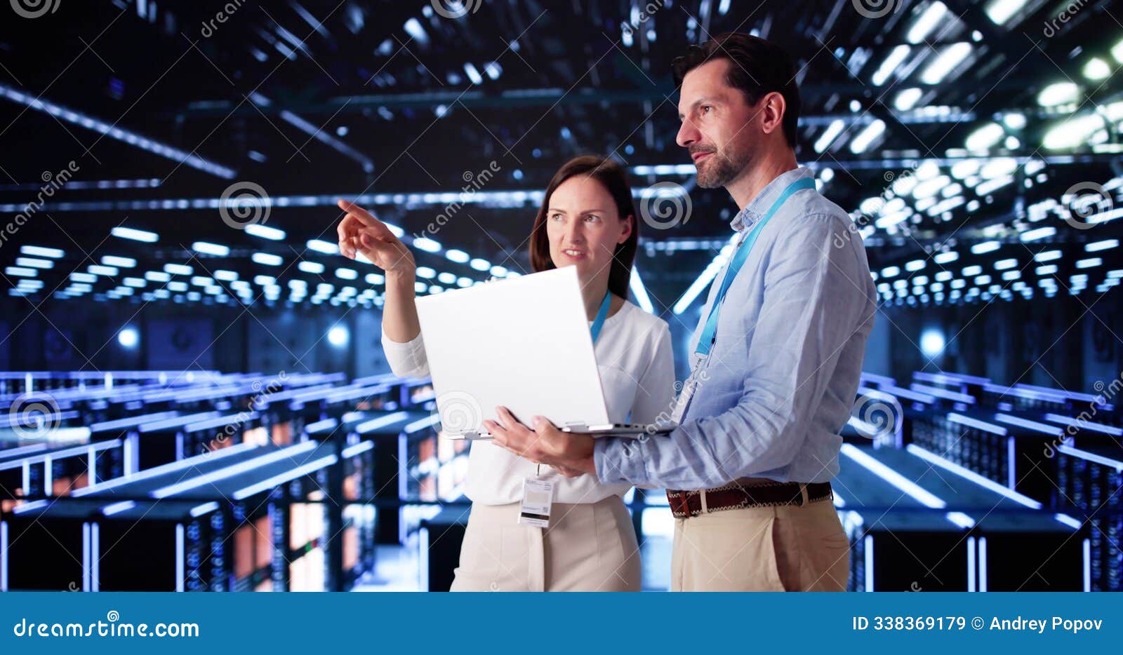 Server Room in Data Center. Cloud Computer Engineers Stock Image - Image of management, learning ...