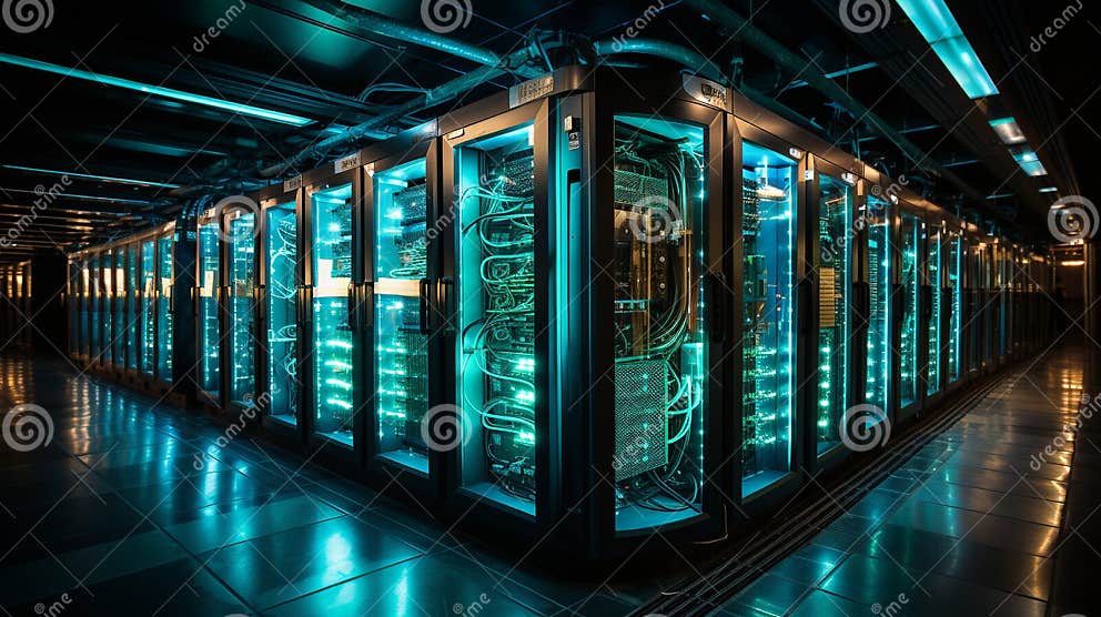 Server Room Data Center. Connectivity and it Evolution Stock Illustration - Illustration of ...