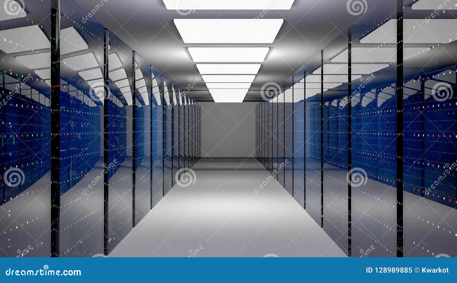 Server Room Data Center. 3d Render Stock Illustration - Illustration of ...