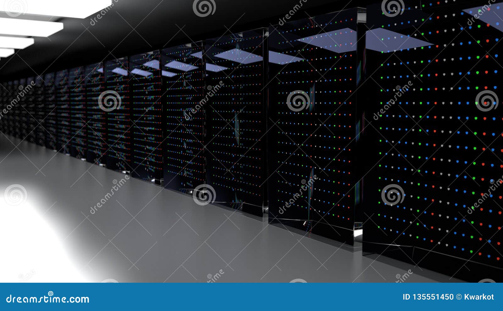 Server Room Data Center. 3d Render Stock Illustration - Illustration of ...