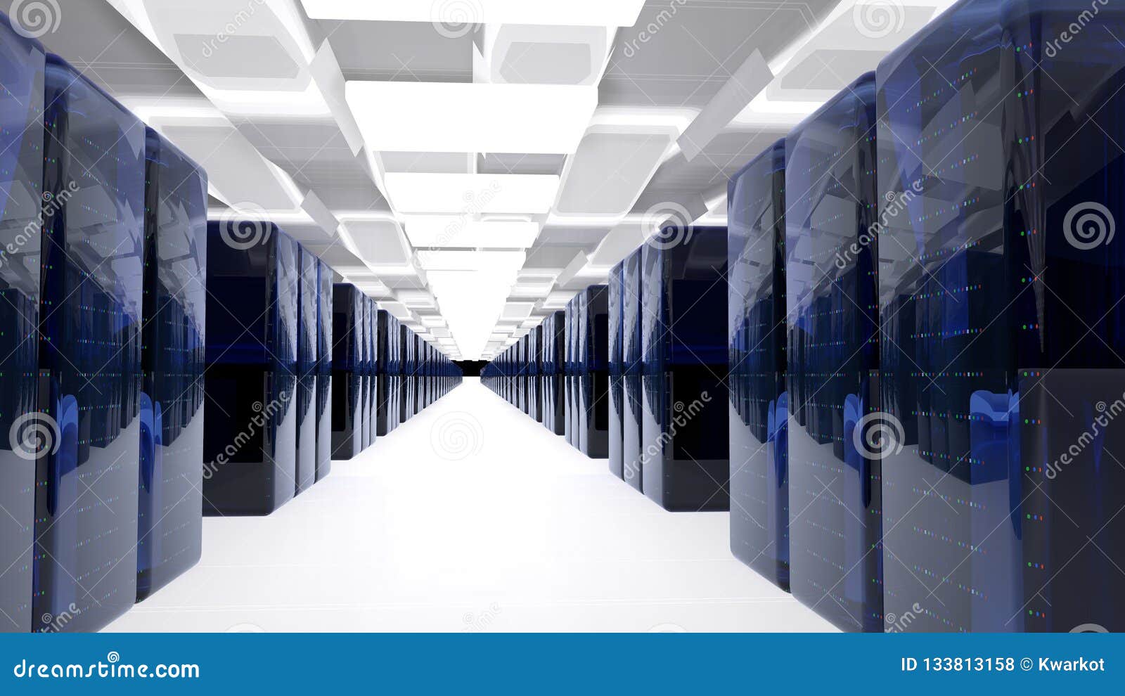 Server Room Data Center. 3d Render Stock Illustration - Illustration of ...