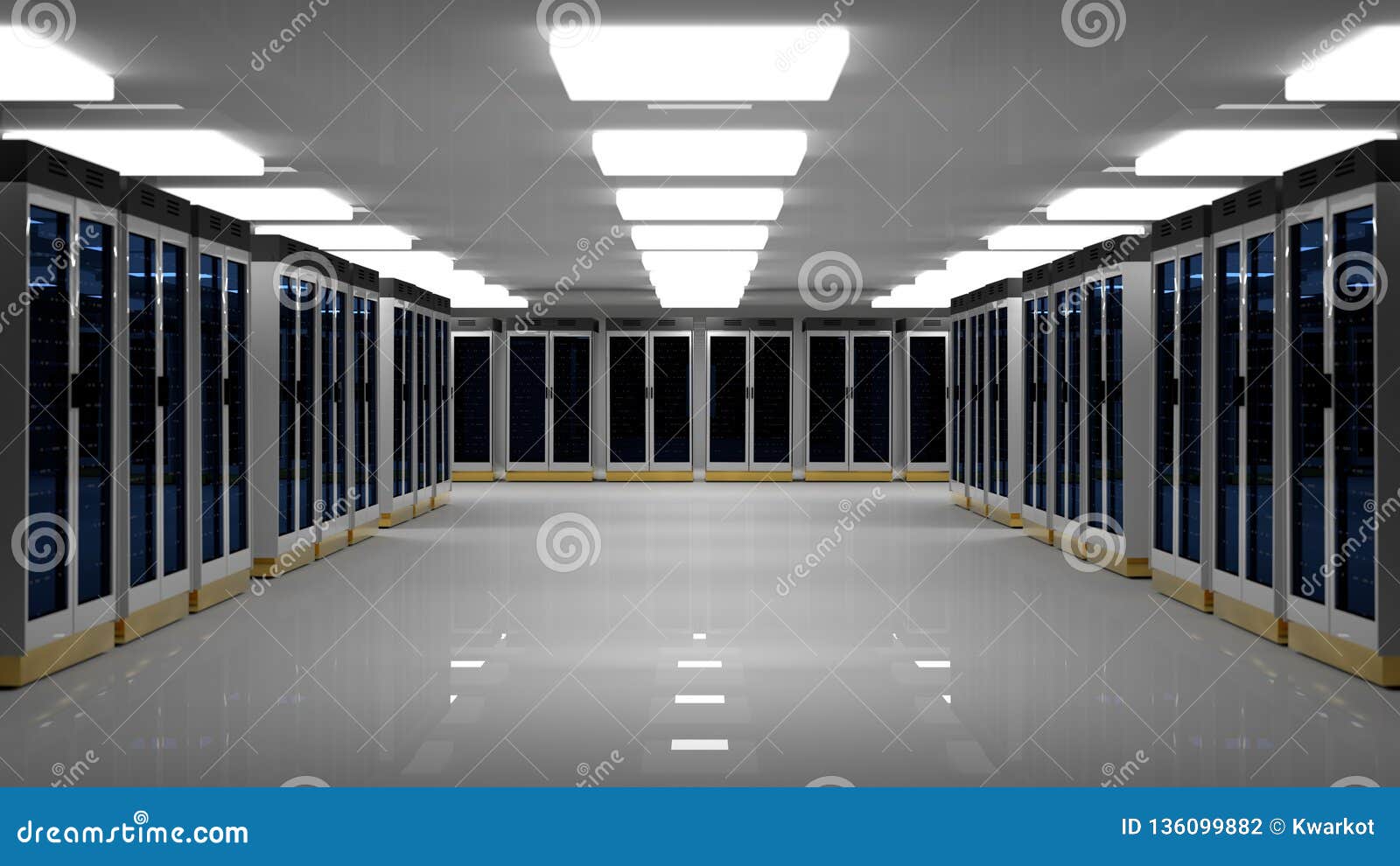 Server Room Data Center. 3D Rendering Stock Illustration - Illustration ...