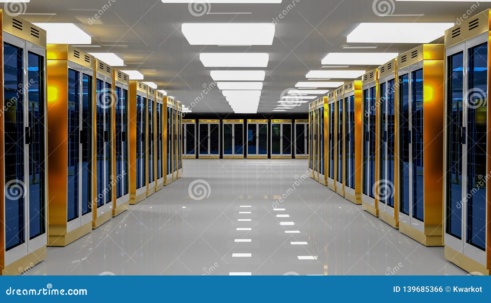 Server Room Data Center. 3D Rendering Stock Illustration - Illustration ...