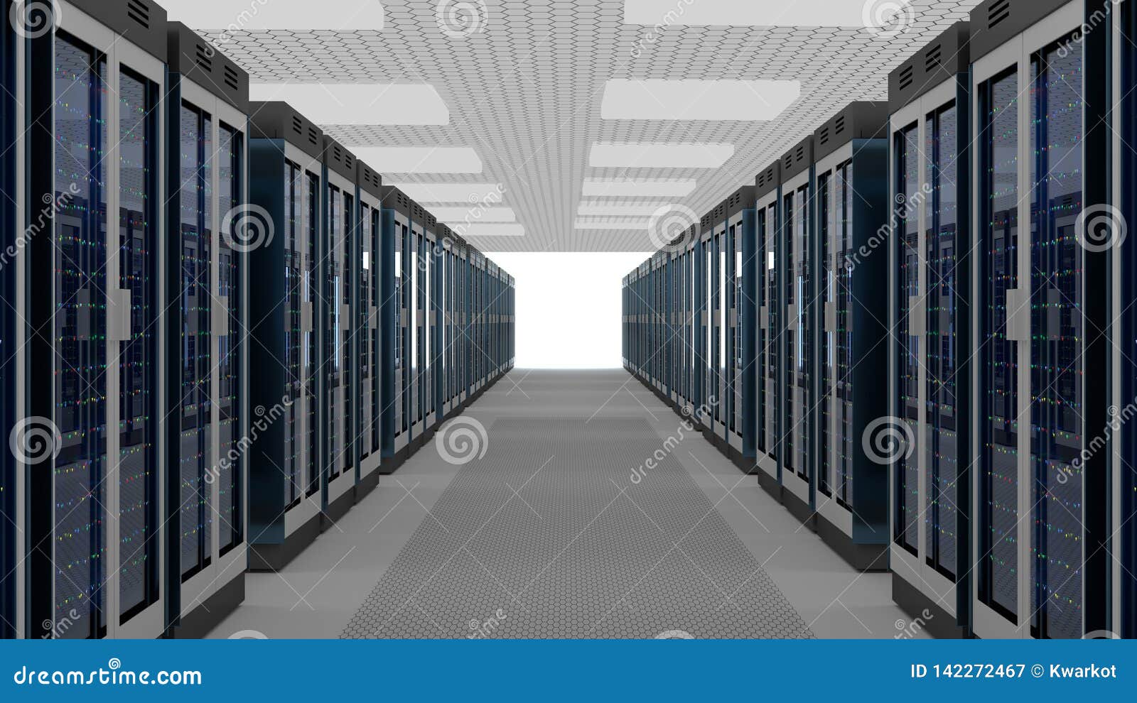 Server Room Data Center. 3D Rendering Stock Image - Image of farm ...