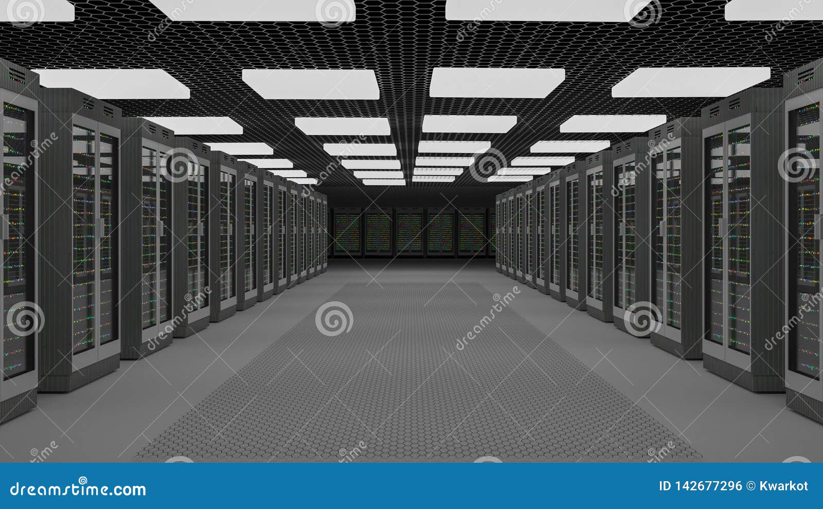 Server Room Data Center. 3D Rendering Stock Illustration - Illustration ...
