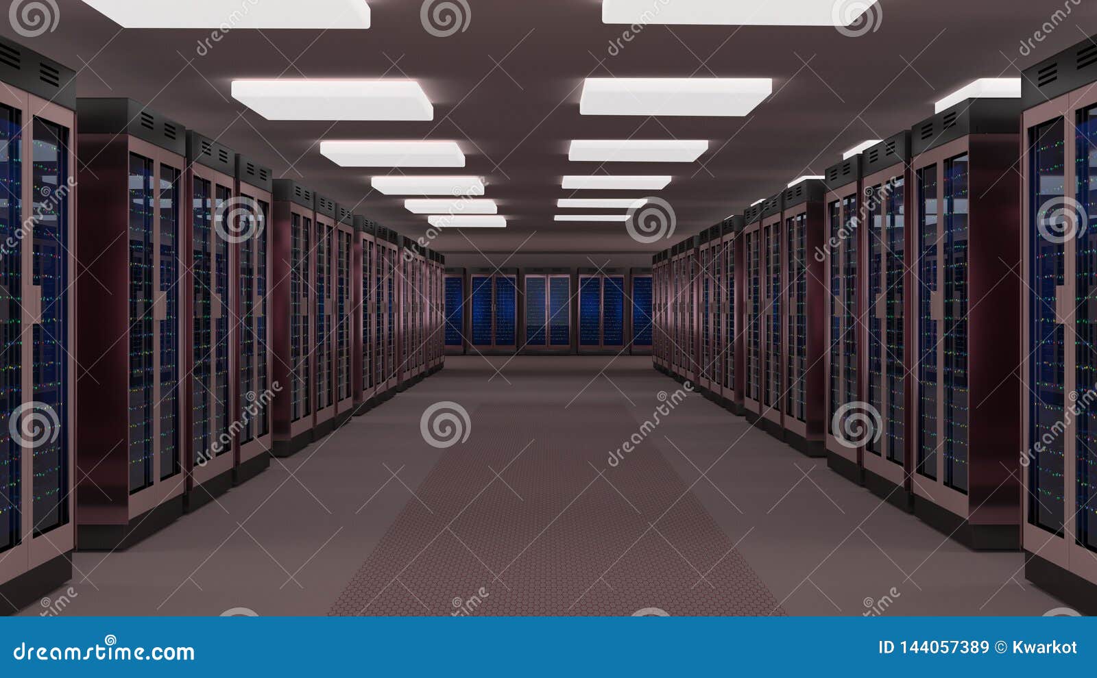 Server Room Data Center. 3D Rendering Stock Image - Image of internet ...