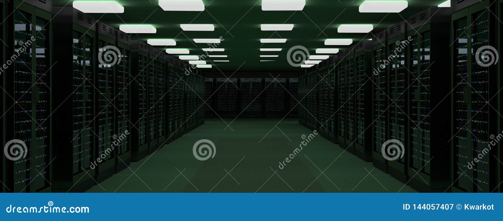 Server Room Data Center. 3D Rendering Stock Image - Image of isolated ...