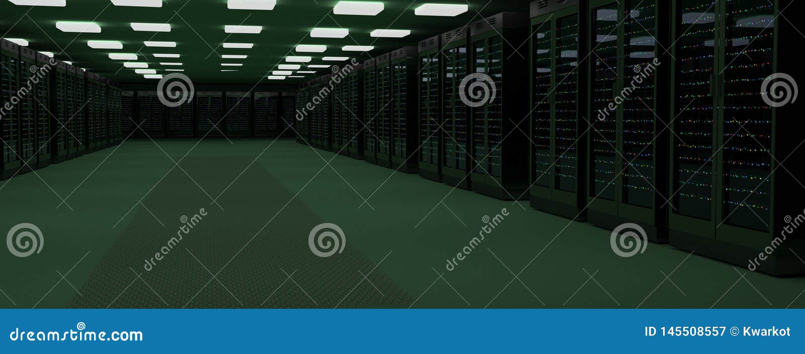 Server Room Data Center. 3D Rendering Stock Illustration - Illustration ...