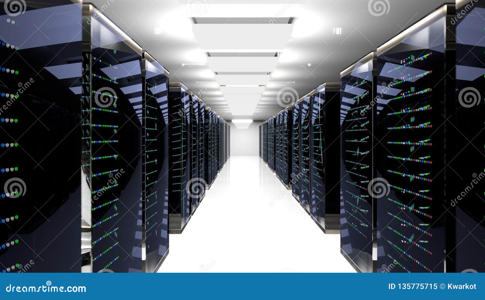 Server Room Data Center. 3D Rendering Stock Illustration - Illustration ...