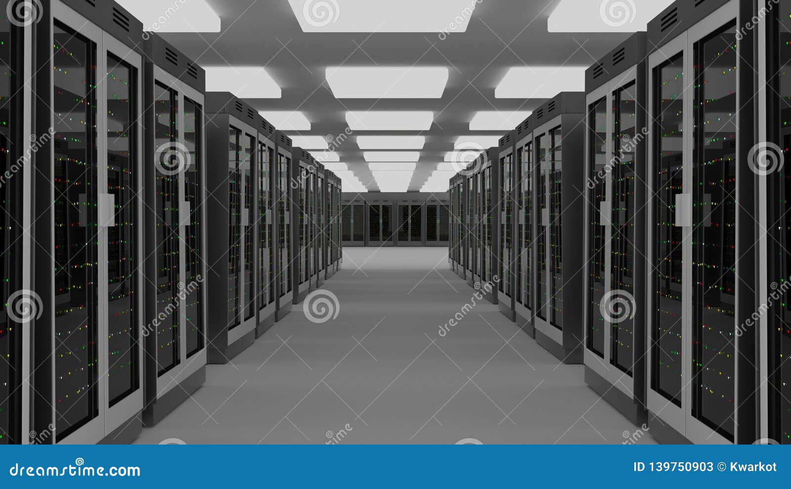 Server Room Data Center. 3D Rendering Stock Image - Image of abstract ...