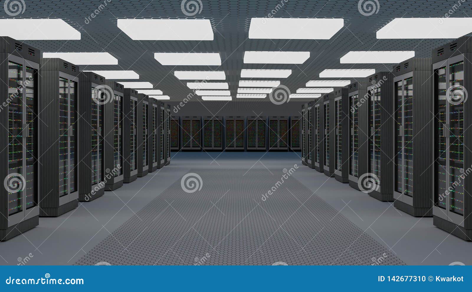 Server Room Data Center. 3D Rendering Stock Illustration - Illustration ...